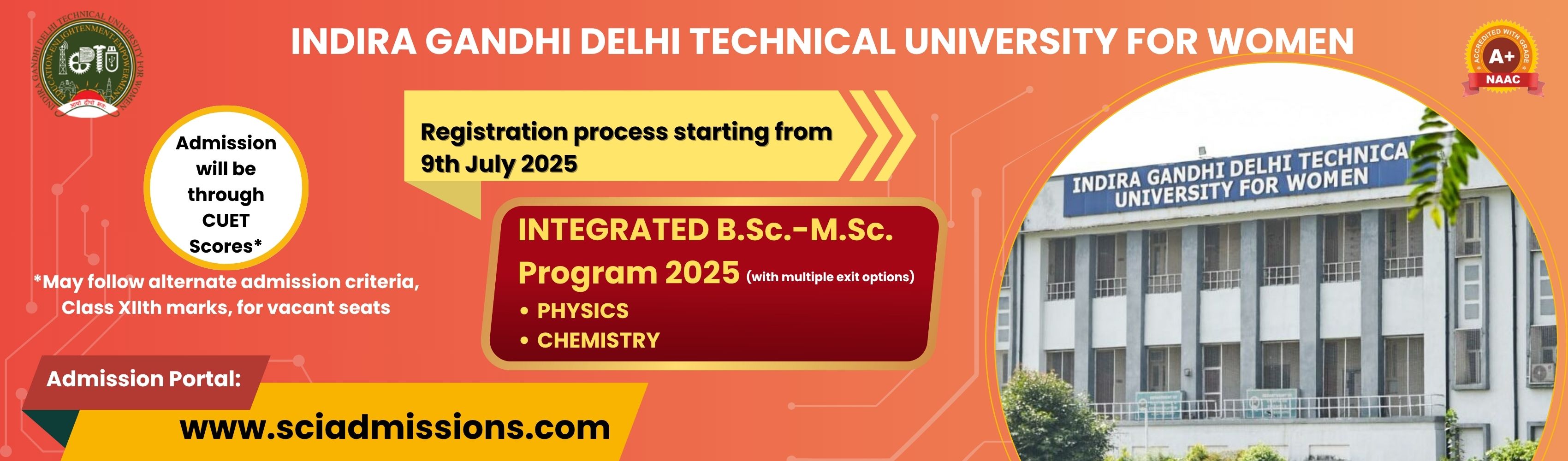IGDTUW Integrated B.Sc.-M.Sc. Admissions